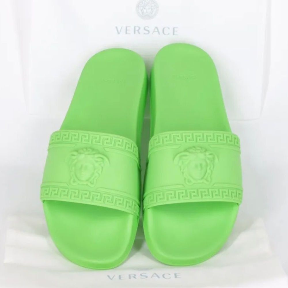 New Versace Men’s Green Pool Medusa Head Slides Us Si… - Gem